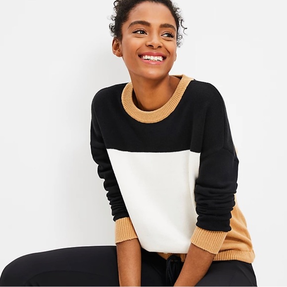 LOFT | Sweaters | Nwt Lou Grey Colorblock Drawstring Hem Sweater | Poshmark